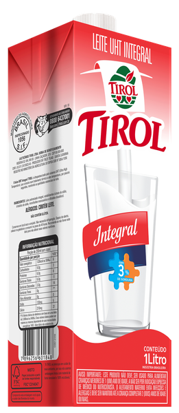 LEITE LONGA VIDA TIROL INTEGRAL C/ TAMPA 1lt